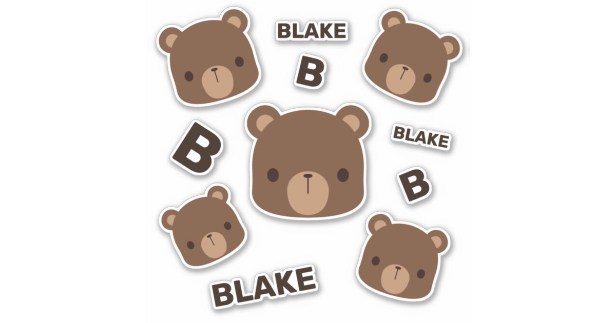 Cute Little Brown Bear with Personalized Name Sticker | Zazzle