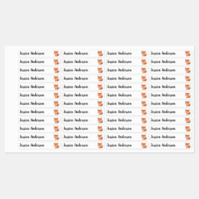 Cute LIttle Cartoon Fox Animal Art Kids' Labels | Zazzle
