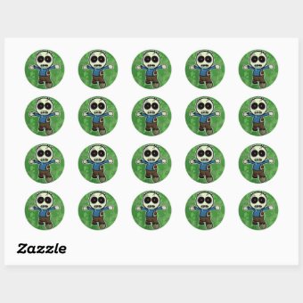 Cute Little Cartoon Zombie Classic Round Sticker | Zazzle