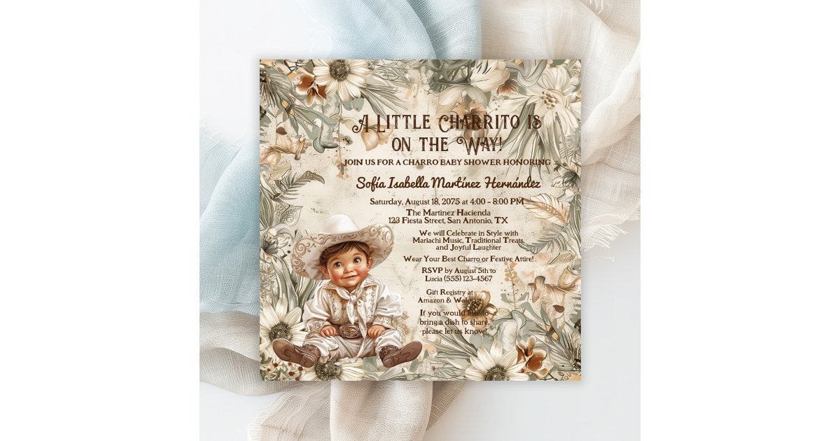 Cute Little Charro Baby Shower Invitation | Zazzle