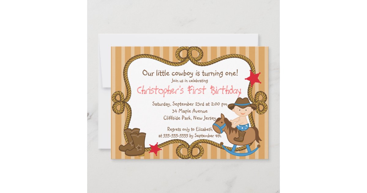 Cute Little Cowboy Birthday Party Invitations | Zazzle