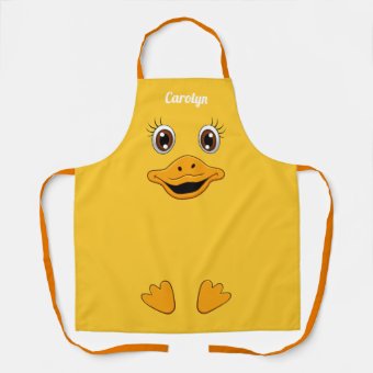 Cute Little Ducky Yellow Duck Face All-Over Print Apron | Zazzle
