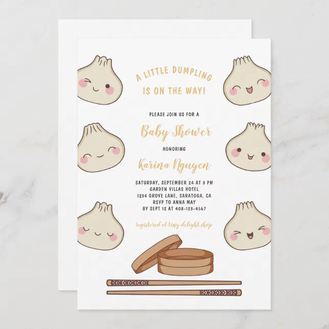 Cute Little Dumpling Baby Shower Invitation | Zazzle