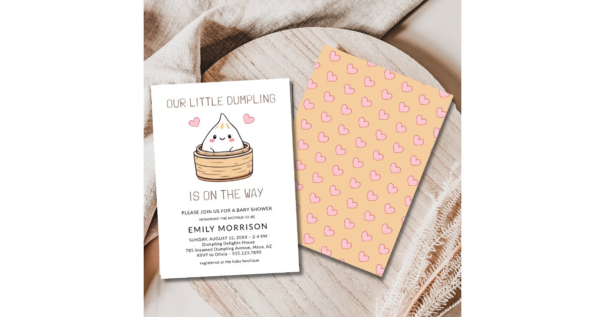 Cute Little Dumpling Hearts Baby Shower Invitation | Zazzle