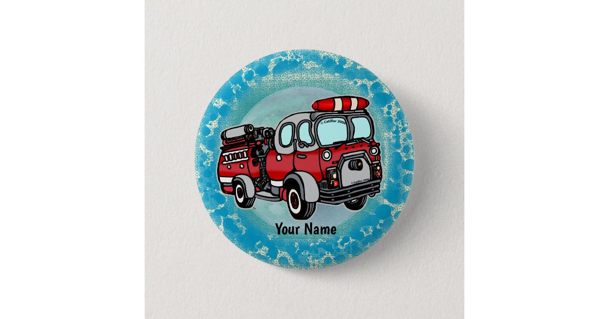 Cute Little Firetruck firefighter pin | Zazzle