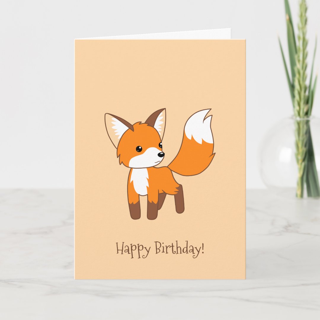Cute Little Fox on Cream Birthday Card | Zazzle