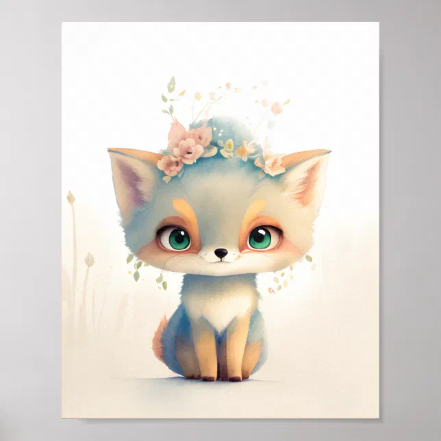 Cute Little Fox Poster | Zazzle