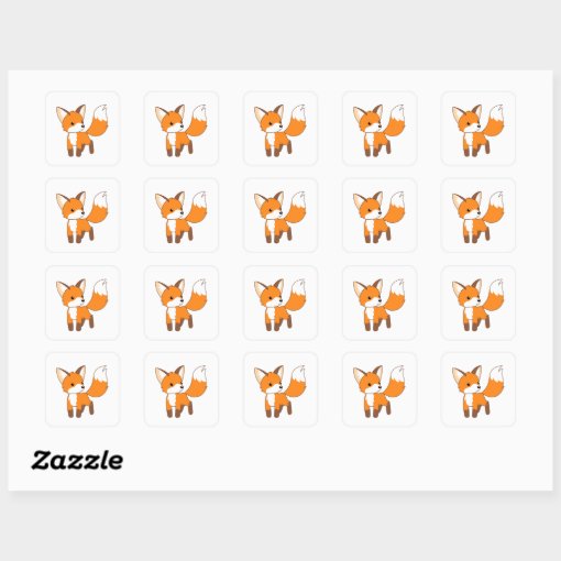 Cute Little Fox Square Sticker | Zazzle