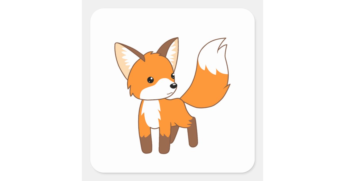 Cute Little Fox Square Sticker | Zazzle