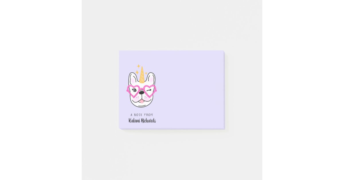 Cute Little Frenchie Personalized | Purple Post-it Notes | Zazzle