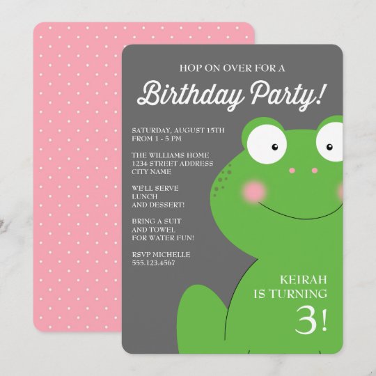 Cute Little Froggy Birthday Party Invite / Pink | Zazzle.com
