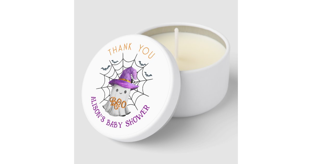 Cute little ghost BOO Thank You baby shower Mini Candle Favors | Zazzle