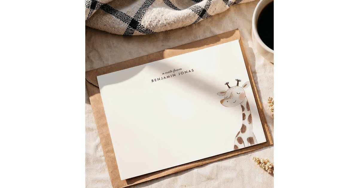 Cute Little Giraffe Kids Stationery Note Card | Zazzle
