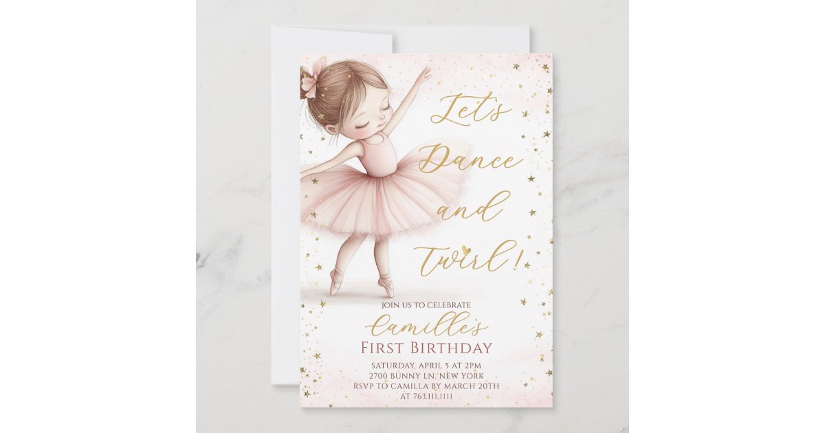 Cute Little Girl Ballerina birthday Invitation | Zazzle