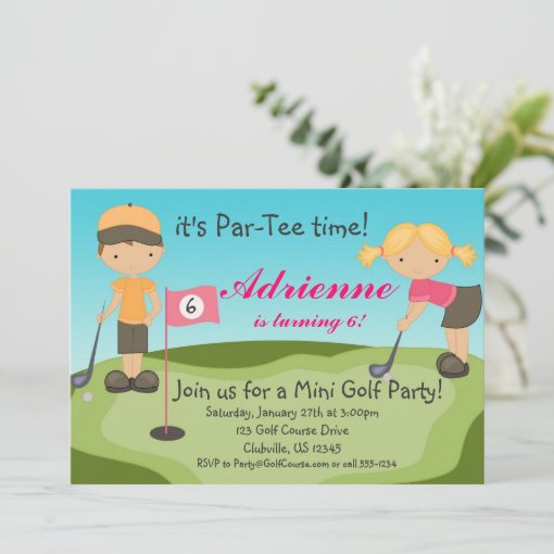 Cute Little Girl Golf Birthday Party Invitation | Zazzle