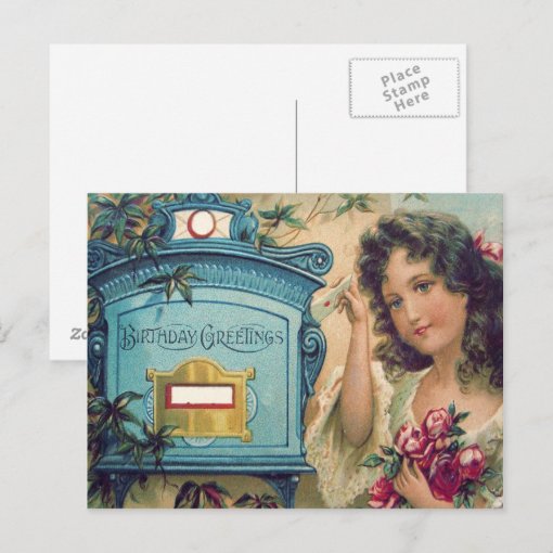 Cute Little Girl Mailbox Letter Roses Postcard | Zazzle