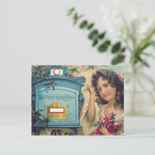 Cute Little Girl Mailbox Letter Roses Postcard | Zazzle