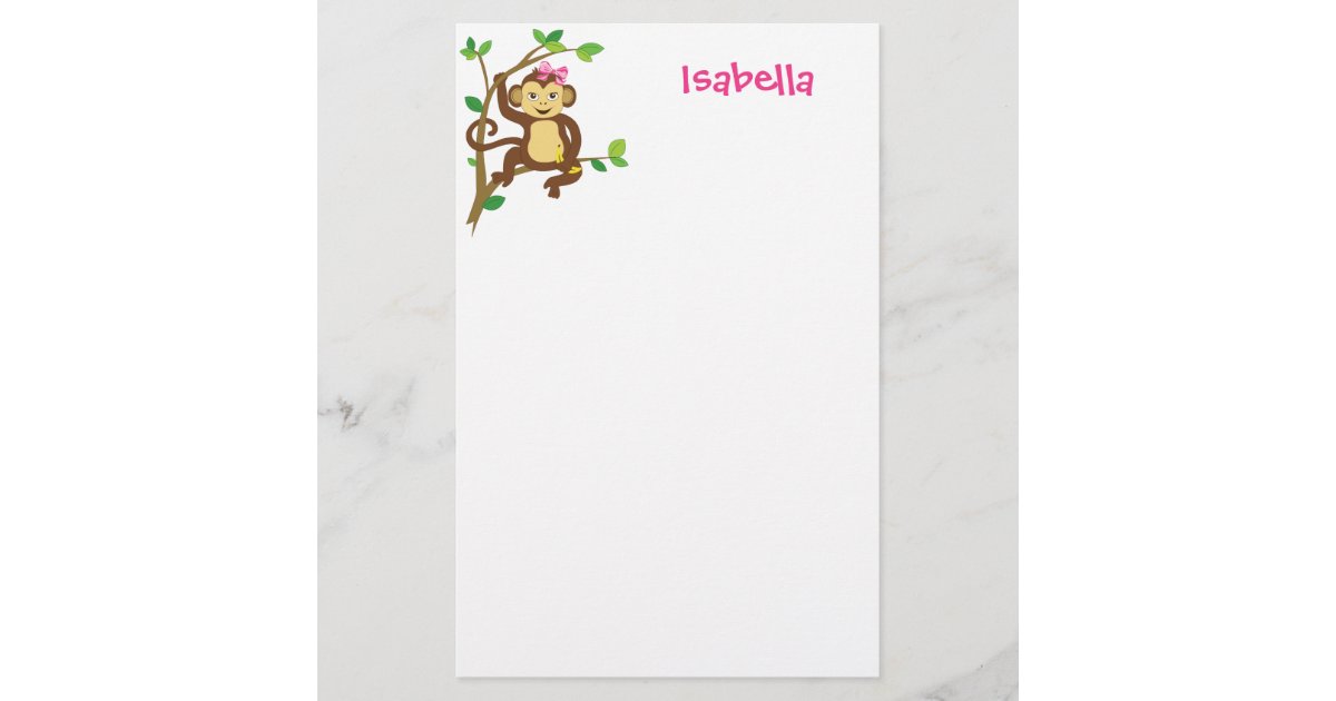 Cute Little Girl Monkey Stationery | Zazzle