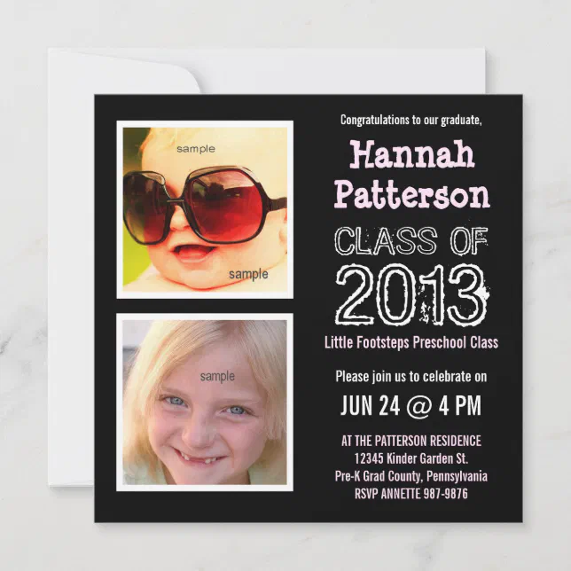 Cute Little Girl Preschool Kindergarten Grad Party Invitation | Zazzle