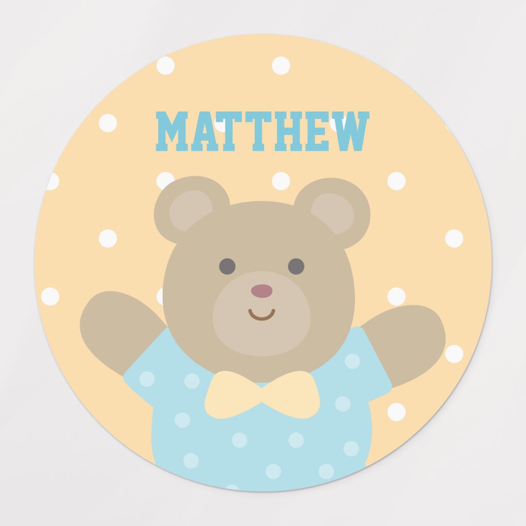 Cute Little Grizzly Bear Cub Kids' Labels | Zazzle