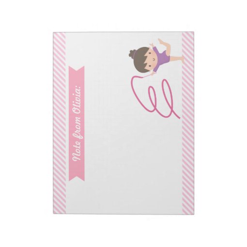Cute Little Gymnast Girl and Ribbon Gymnastics Notepad | Zazzle