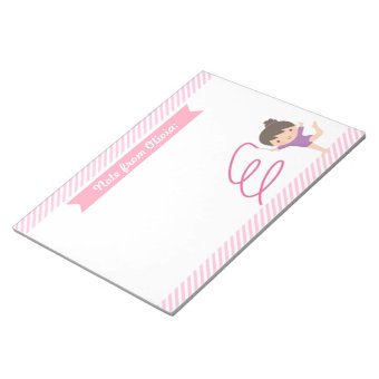 Cute Little Gymnast Girl and Ribbon Gymnastics Notepad | Zazzle