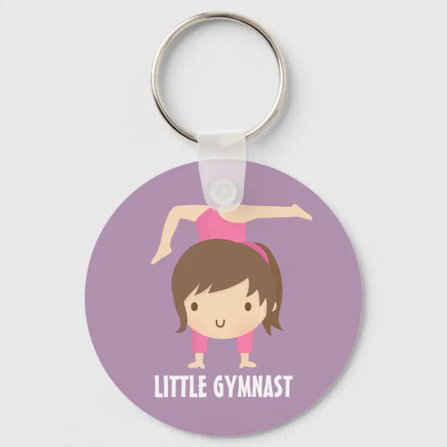 Cute Little Gymnast Girl Gymnastics Pose Keychain | Zazzle