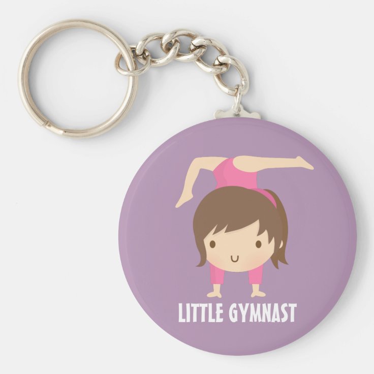 Cute Little Gymnast Girl Gymnastics Pose Keychain | Zazzle