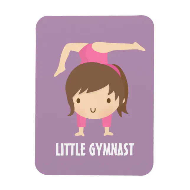 Cute Little Gymnast Girl Gymnastics Pose Magnet | Zazzle