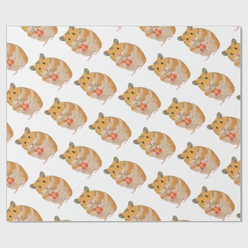 Cute little Hamster holding a Christmas Present Wrapping Paper | Zazzle