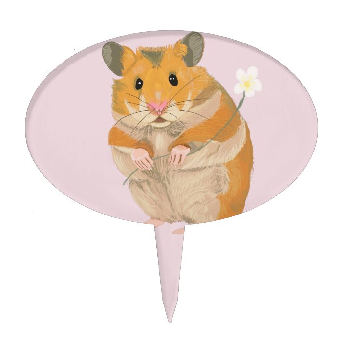 Cute little Hamster holding a flower Cake Topper | Zazzle.com