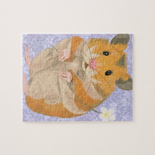 Cute little Hamster holding a flower Jigsaw Puzzle | Zazzle