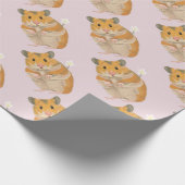 Cute little Hamster holding a flower Wrapping Paper | Zazzle