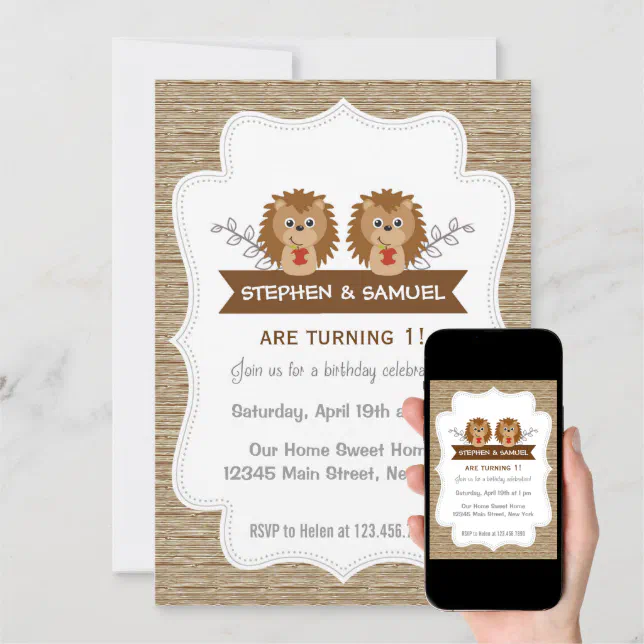 Cute Little Hedgehog Birthday Invitation Woodland | Zazzle