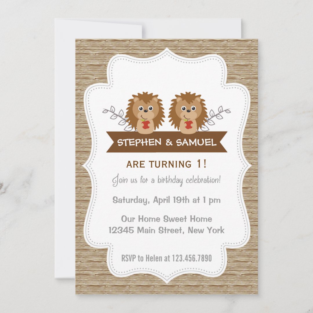 Cute Little Hedgehog Birthday Invitation Woodland | Zazzle