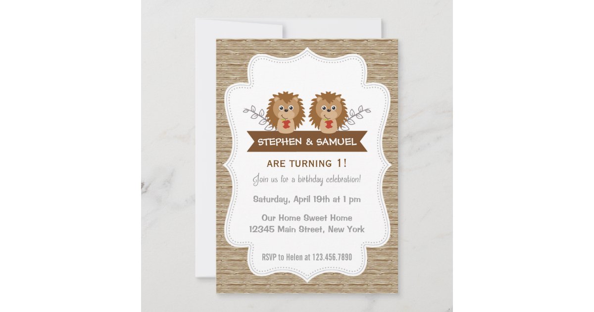 Cute Little Hedgehog Birthday Invitation Woodland | Zazzle