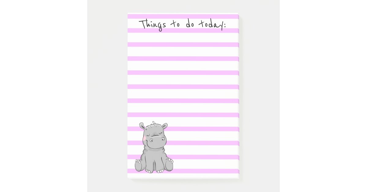 Cute Little Hippo List Post-it Notes | Zazzle