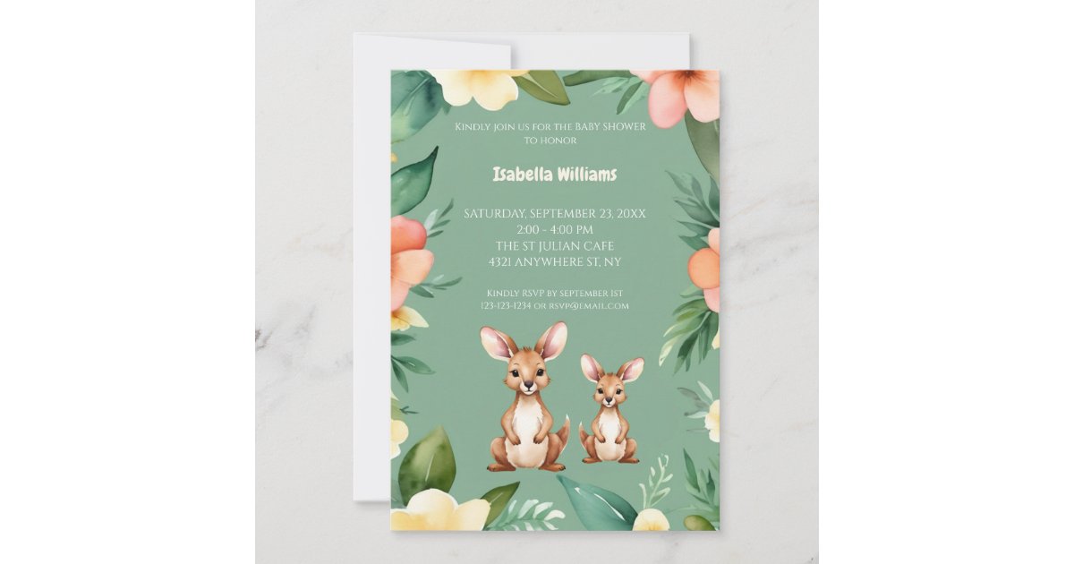 Cute Little Kangaroos Baby Shower Invitation | Zazzle