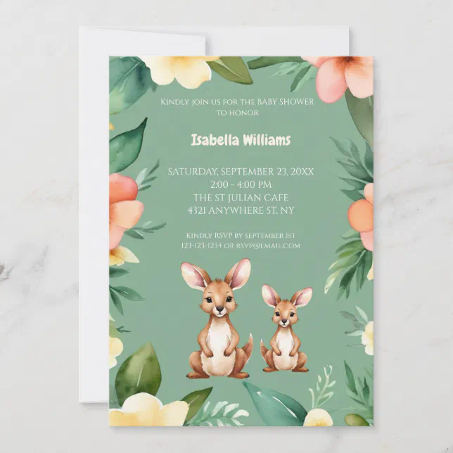 Cute Little Kangaroos Baby Shower Invitation | Zazzle