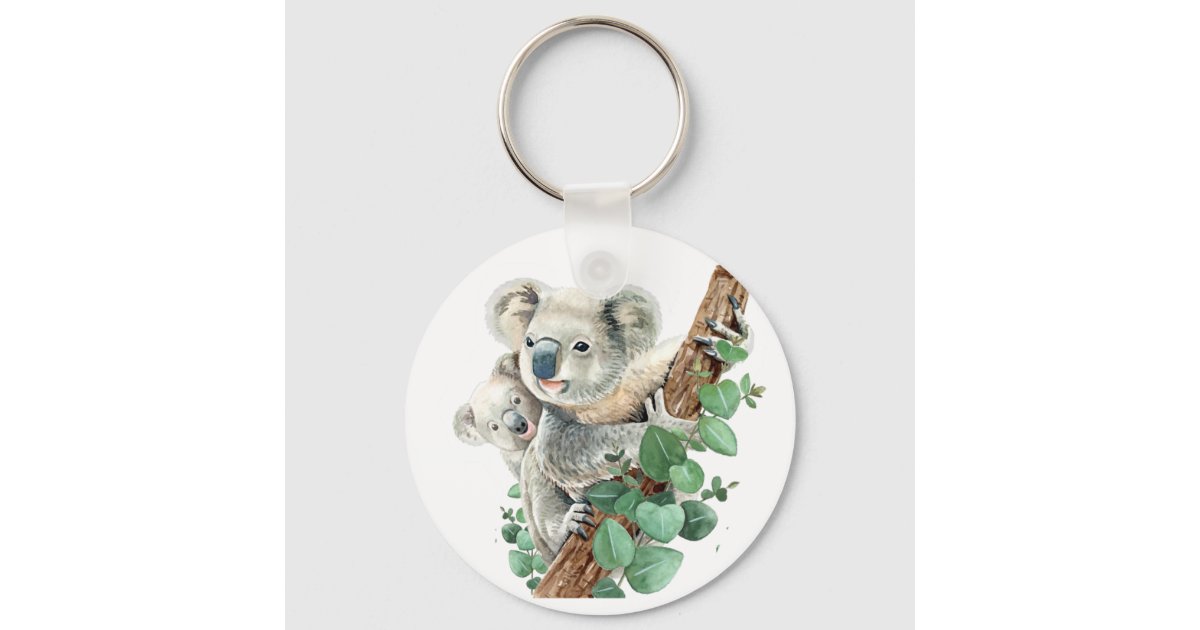 Cute Little Koala Bear Australian Animal Art Keychain | Zazzle