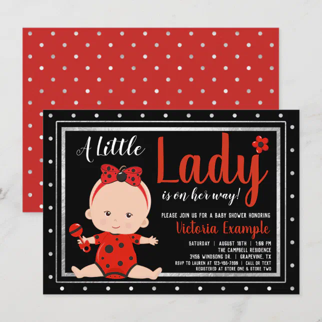 Cute Little Lady Ladybug Baby Shower Invitation | Zazzle