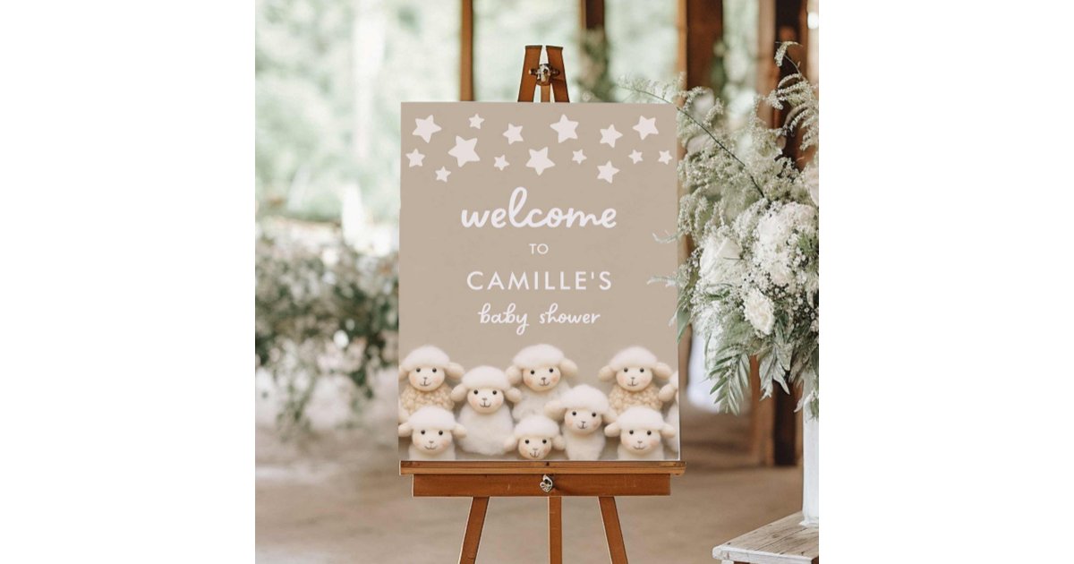 Cute Little Lamb Baby Shower Welcome Sign | Zazzle