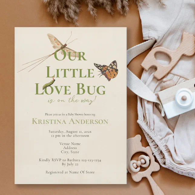 Cute Little Love Bug Baby Shower Invitation | Zazzle