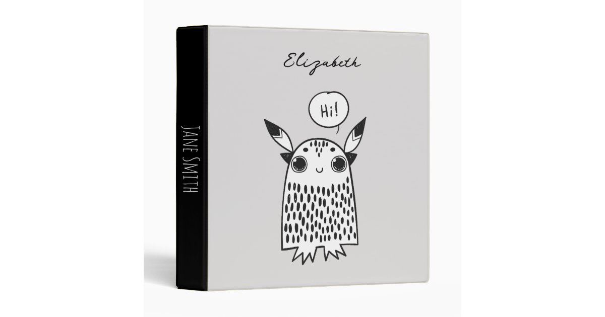 Cute little monster cartoon 3 ring binder | Zazzle