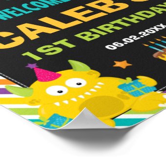 Cute Little Monsters 1st Birthday Party Welcome Poster | Zazzle