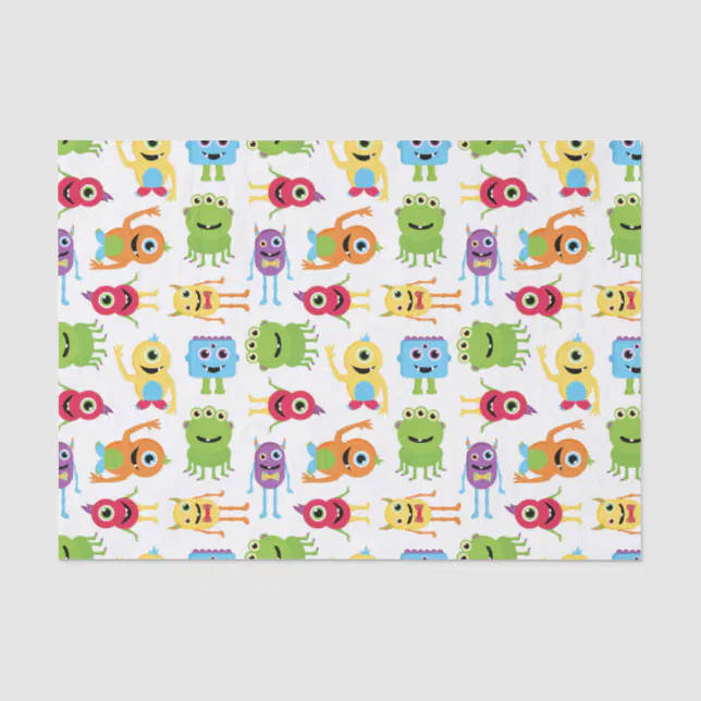 Cute Little Monsters Party Pattern Tissue Paper | Zazzle