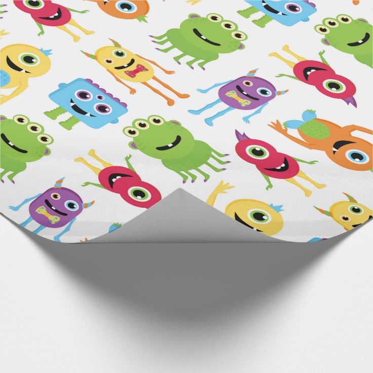 Cute Little Monsters Pattern Wrapping Paper | Zazzle