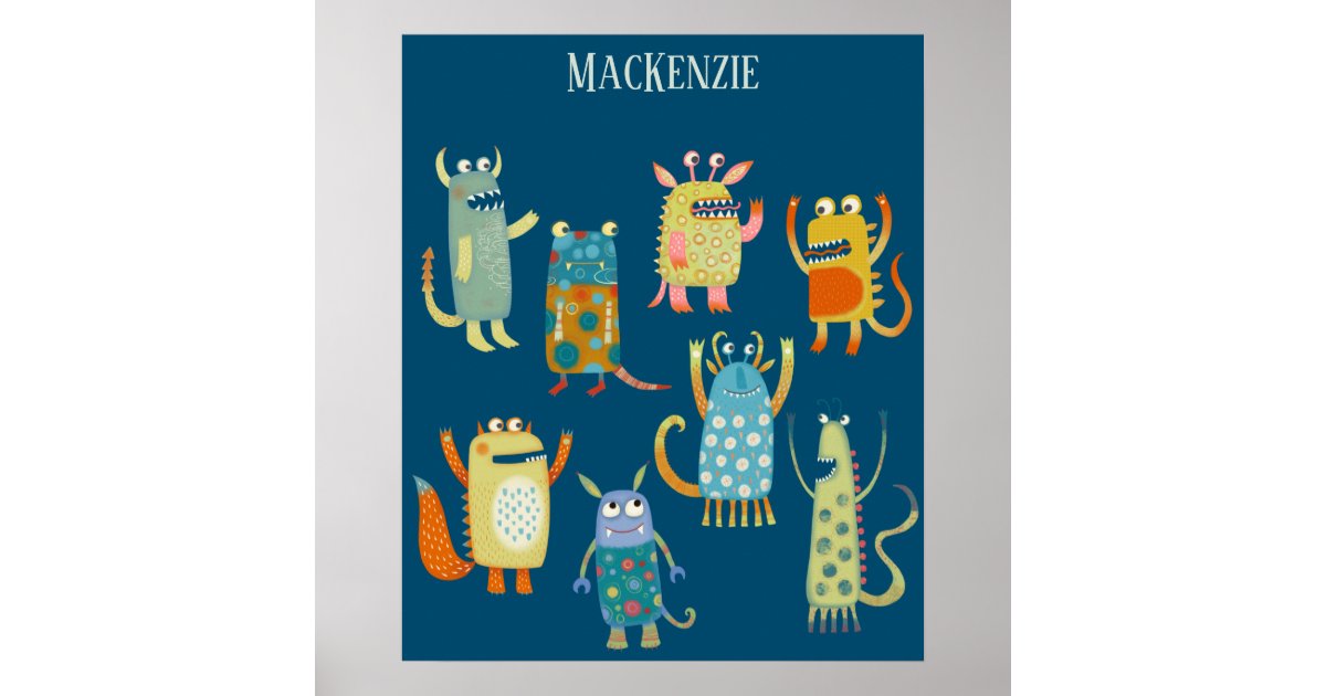 Cute Little Monsters Personalized Poster | Zazzle