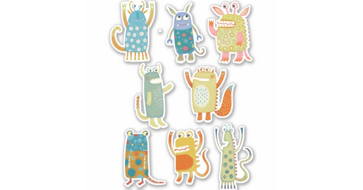 Cute Little Monsters Sticker | Zazzle
