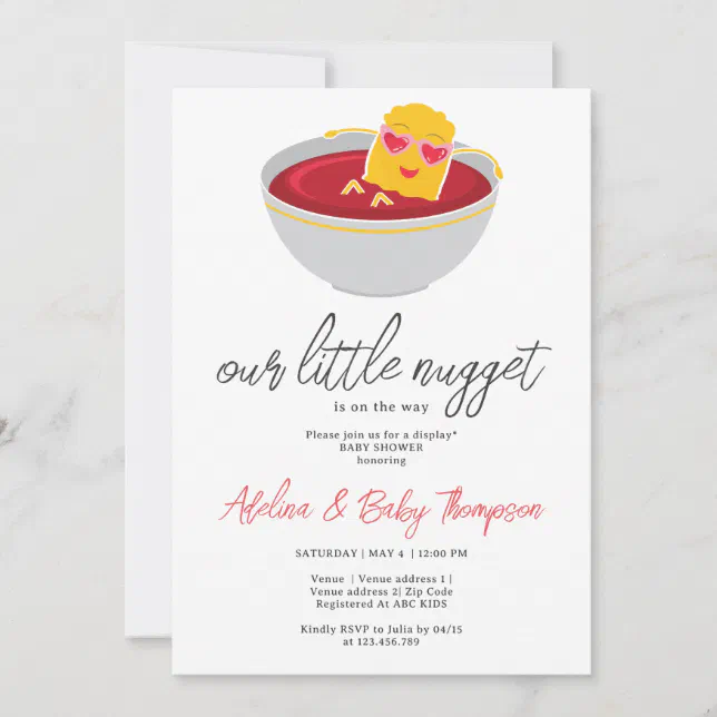 Cute Little Nugget Chicken Nugget Girl Baby Shower Invitation | Zazzle